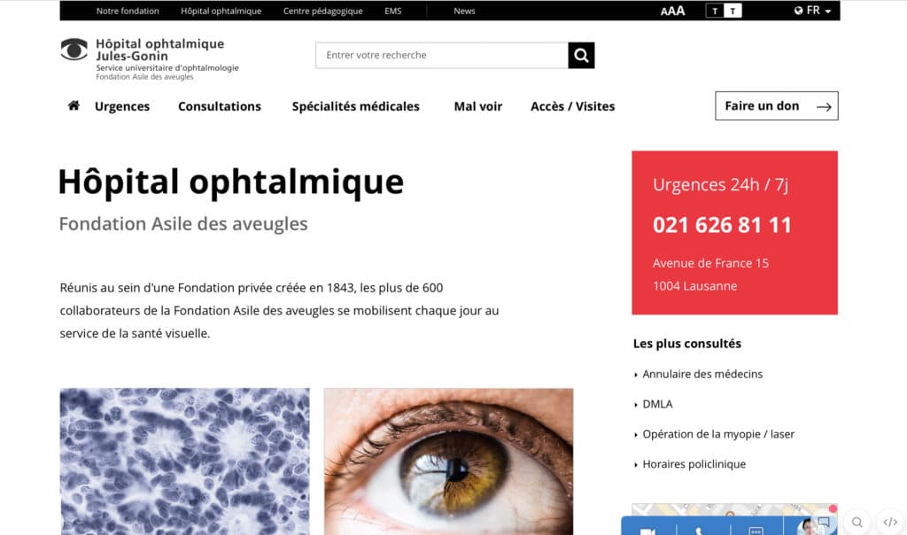 Refonte du site de l'hôpital ophtalmique Jules Gonin - Lausanne ...