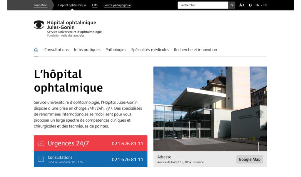 Refonte du site de l'hôpital ophtalmique Jules Gonin - Lausanne ...