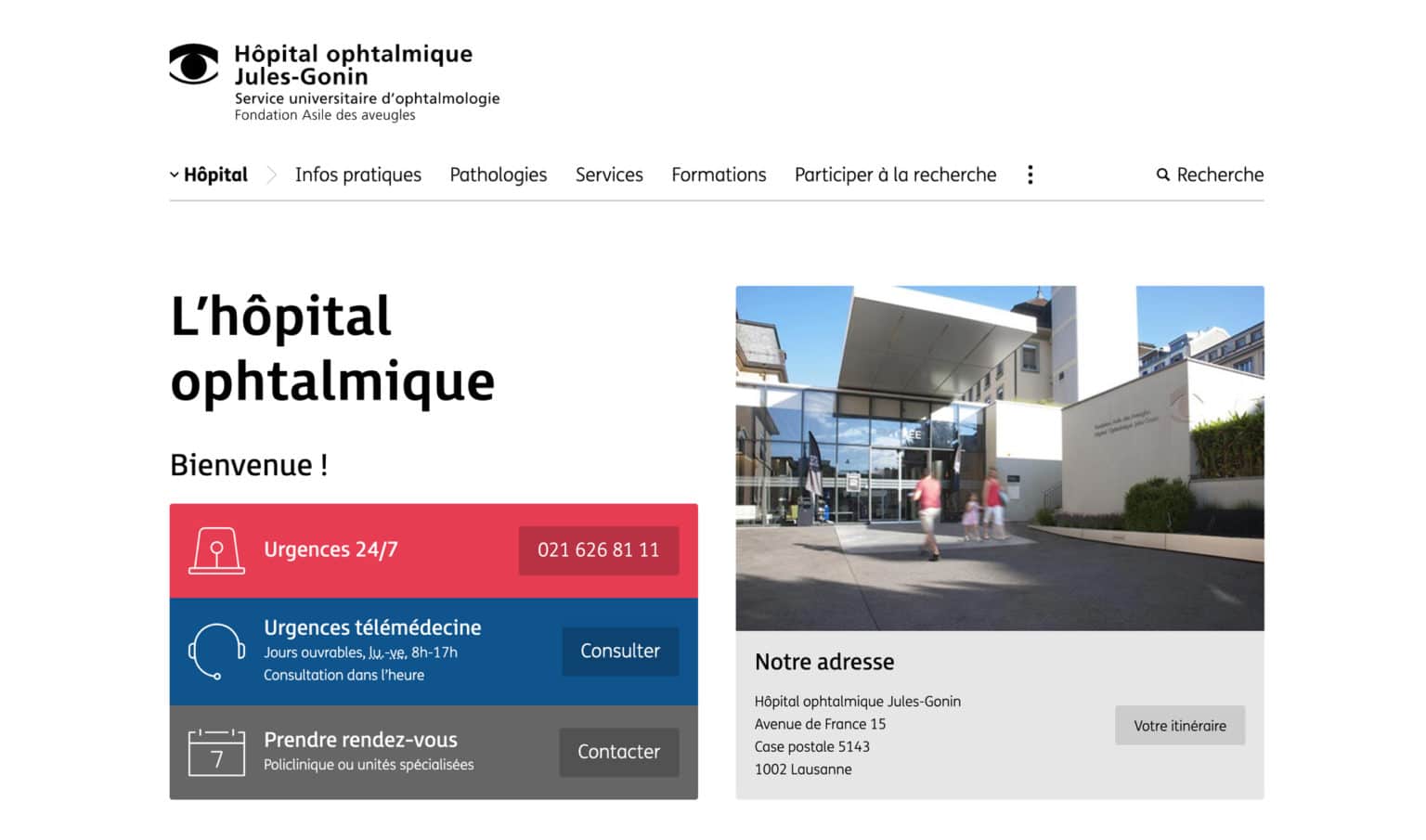 Refonte du site de l'hôpital ophtalmique Jules Gonin - Lausanne ...